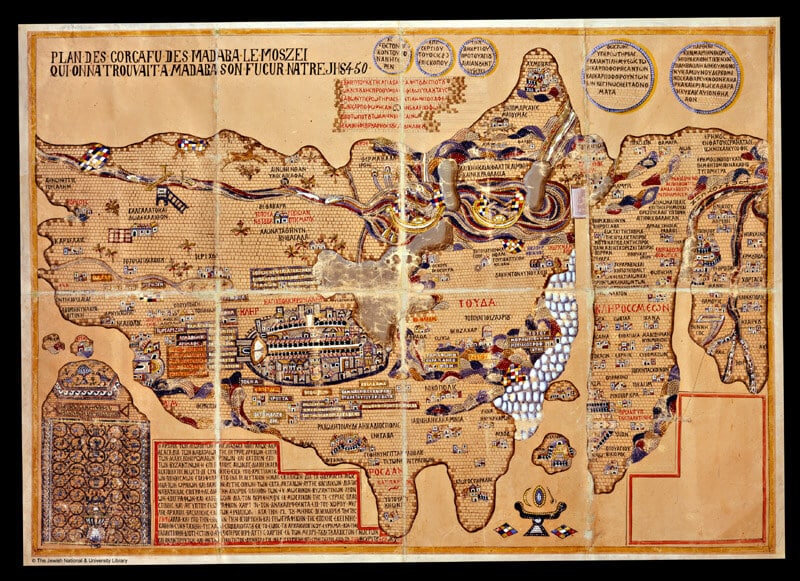 מפת מידבא, בה נראות ספינות מעמיסות מלח. מתוך ויקיפדיה - הידען - Hayadan